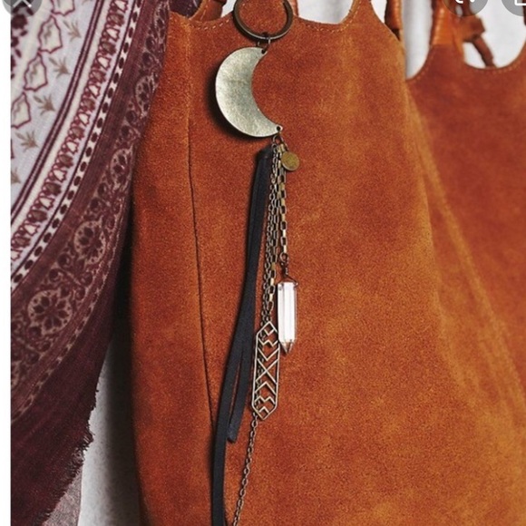 Free People | Accessories | Free People Moon Keychain Quartz Leather ...
